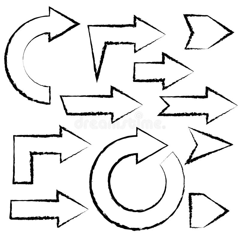 Solid Vector White Line Drawn Arrows Stock Vector - Illustration of ...