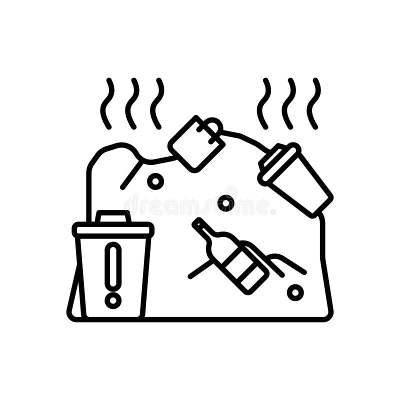 Solid Waste Icon Linear Logo Mark in Black and White Stock Vector ...