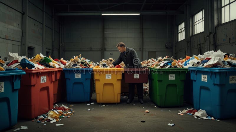 Solid Waste Sorting, Waste Recycling Plant Stock Image - Image of ...