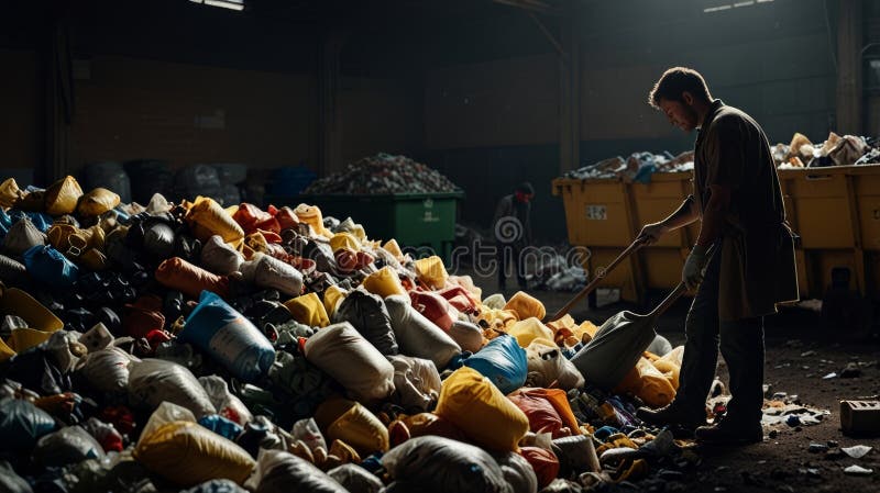 Solid Waste Sorting, Waste Recycling Plant Stock Image - Image of ...