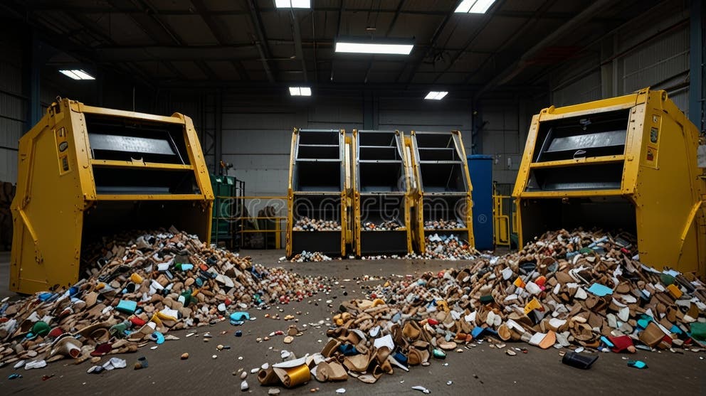 Solid Waste Sorting, Waste Recycling Plant Stock Image - Image of green ...