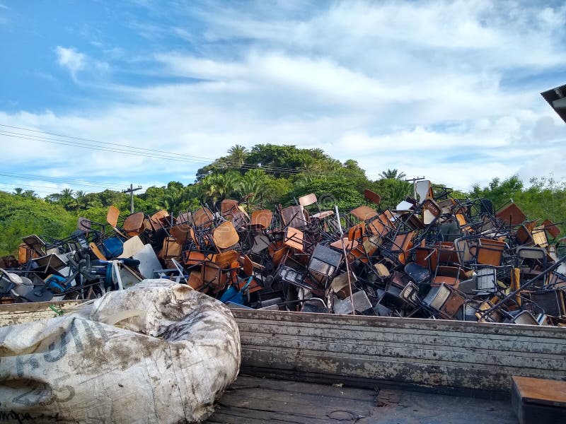 Solid Waste in the Trash with a Lot of School Chair. Stock Image ...