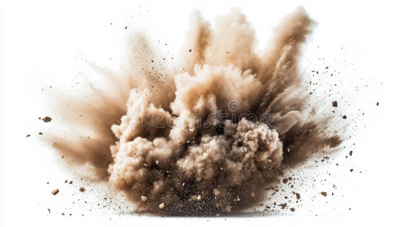 Solid White Background with Dry Soil Explosion. Abstract White ...