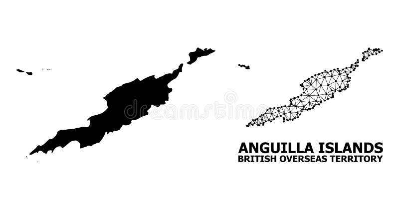 Solid and Wire Frame Map of Anguilla Islands Stock Vector ...
