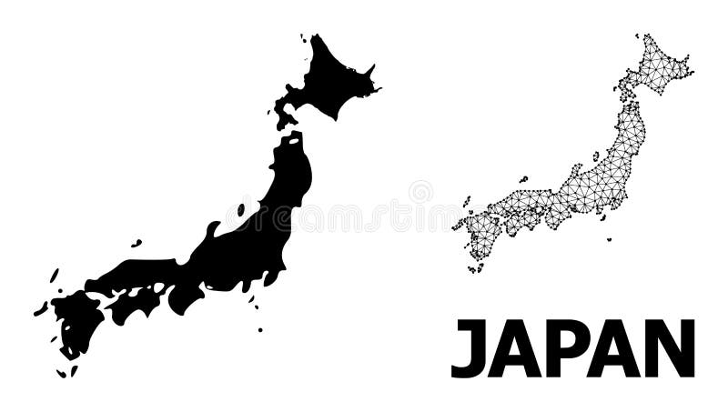Solid and Wire Frame Map of Japan Stock Vector - Illustration of ...