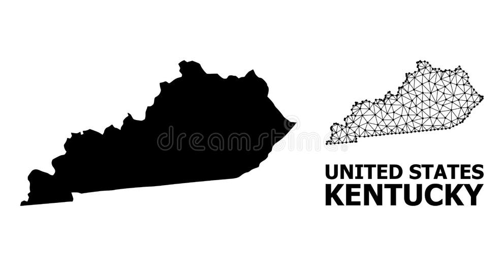 Solid and Wire Frame Map of Kentucky State Stock Vector - Illustration ...