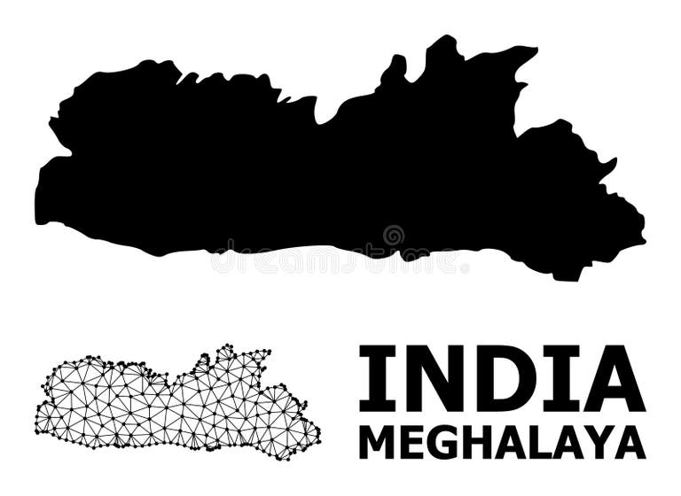 Solid and Wire Frame Map of Meghalaya State Stock Vector - Illustration ...