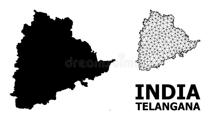 Solid and Wire Frame Map of Telangana State Stock Vector - Illustration ...
