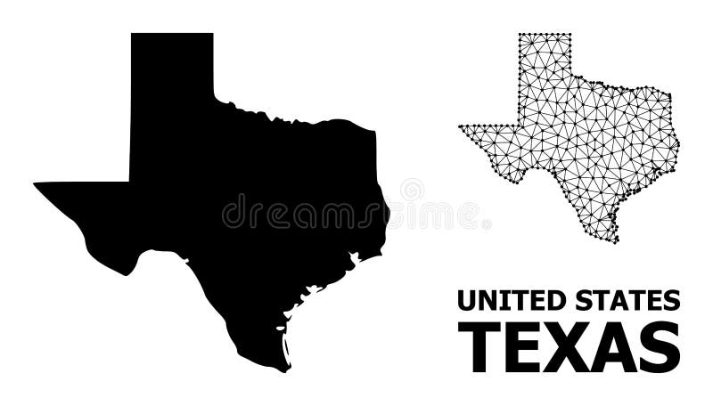 Solid and Wire Frame Map of Texas State Stock Vector - Illustration of ...
