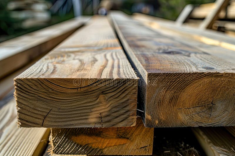 Solid Wood Deck Board Stack for Construction and Finishing Works Stock ...