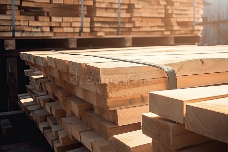 Solid Wood Deck Board Stack for Construction and Finishing Works Stock ...