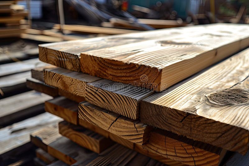 Solid Wood Deck Board Stack for Construction and Finishing Works Stock ...