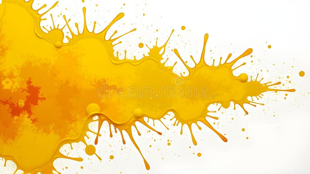 Solid Yellow Color Splash with Flowing on a White Back Ground Stock ...