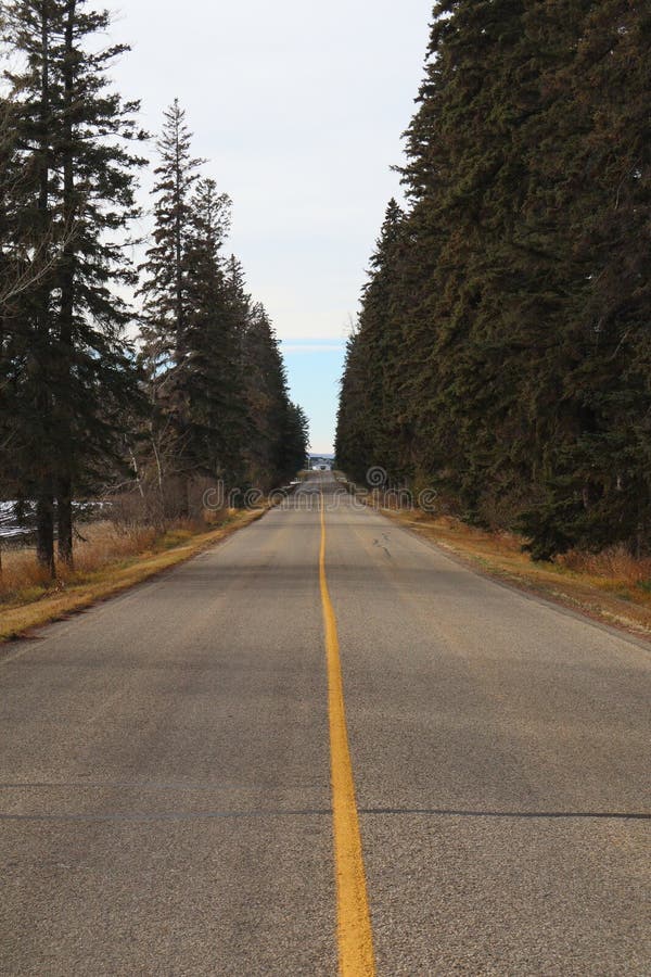 Solid Yellow Line Down the Center of a Paved Road. Stock Photo - Image ...