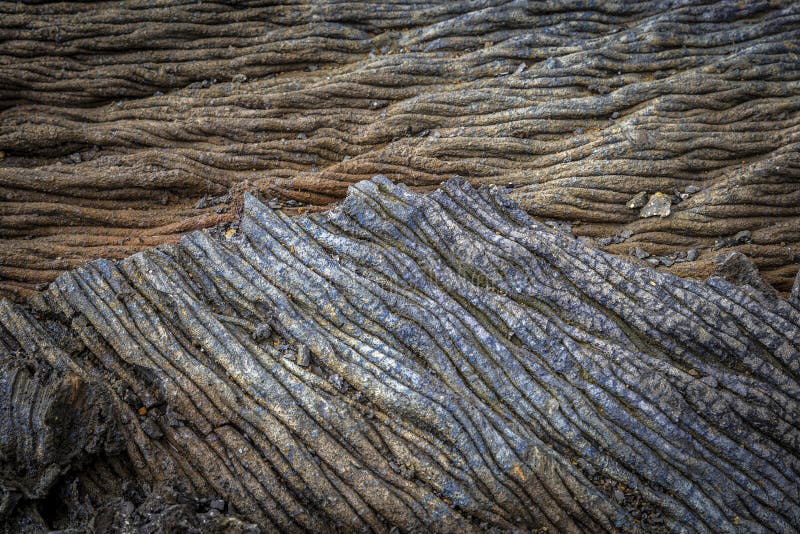 Solidified Lava Showing Pahoehoe Ropy Surface Texture Stock Image ...