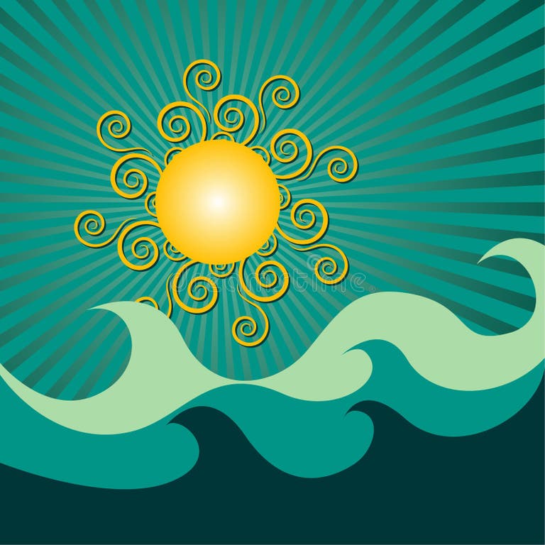 Soligt illustrationhav vektor illustrationer. Illustration av ...