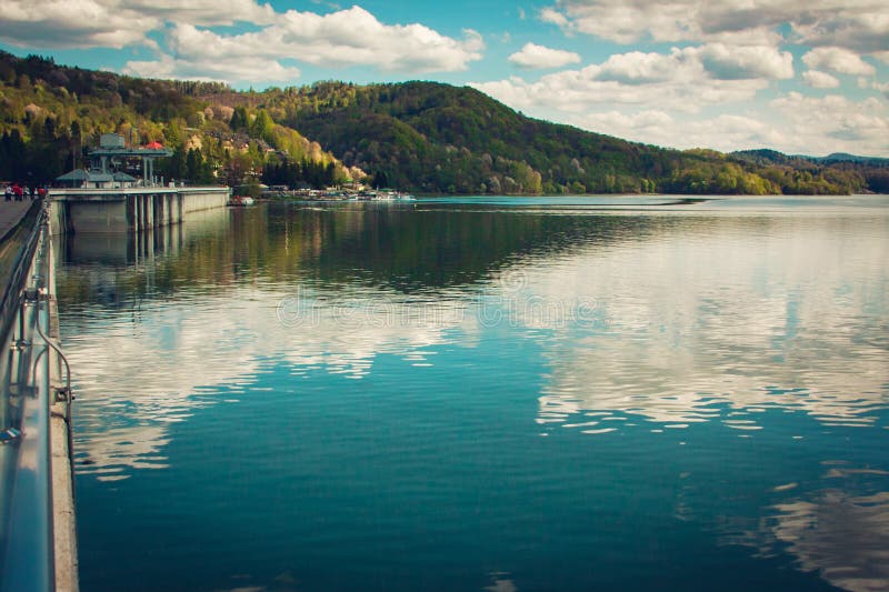 Solina Lake in Bieszczady Mountains Stock Image - Image of engineering ...