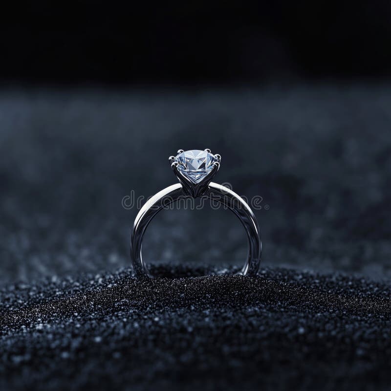 Solitaire Diamond Engagement Ring Textured Dark Surface Stock Photos ...