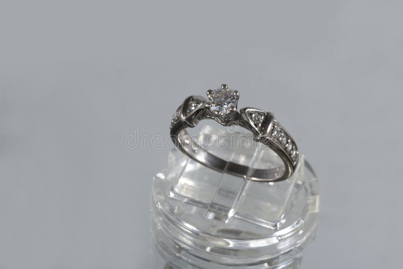 Solitaire Diamond Ring on a White Background Stock Image - Image of ...