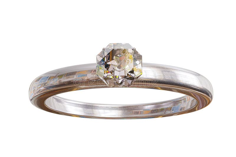 Solitaire Ring Isolated on White Background Stock Illustration ...