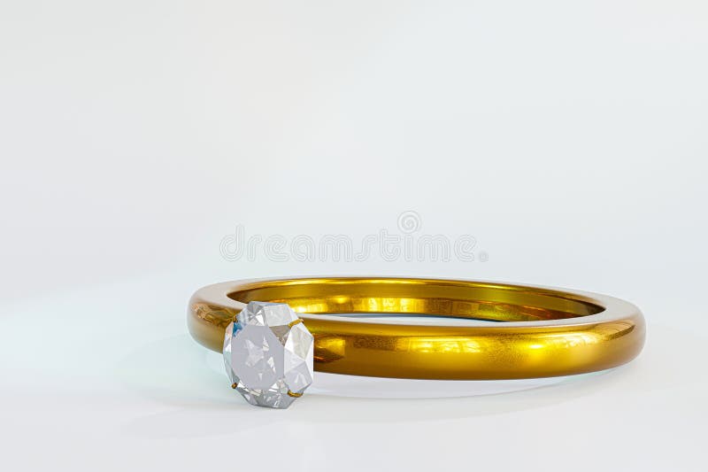 Solitaire Ring Isolated on White Background Stock Illustration ...