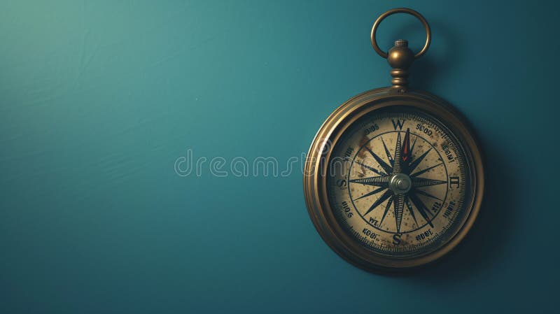 A Solitary Antique Compass, Isolated Against a Clean Smooth Single ...