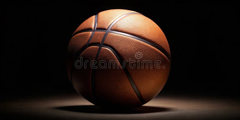 A Solitary Basketball Rests on a Dark Surface, Illuminated by a Subtle ...