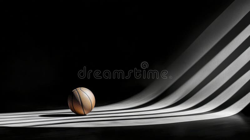 Basketball on Floor with Dramatic Shadows and Soft Lighting Stock ...