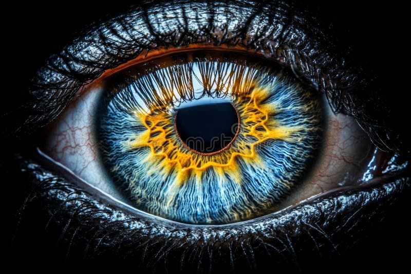 A Solitary Black Backdrop Reveals the Pupil of a Human Eye Stock Image ...