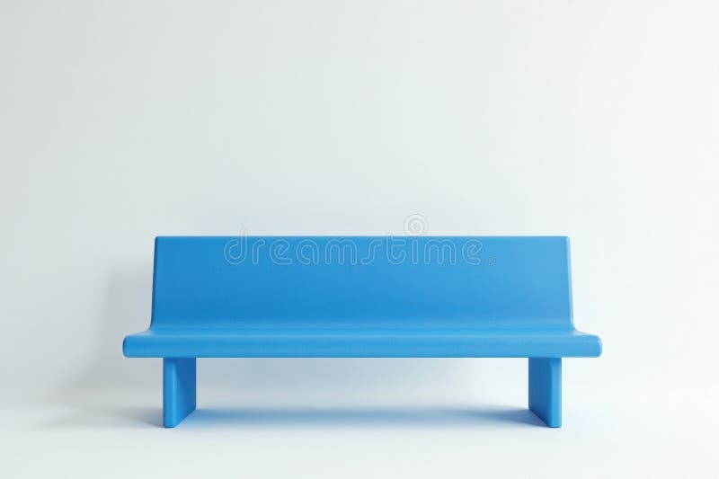 Solitary Blue Bench, Minimalist White Backdrop, Empty Space, Background ...