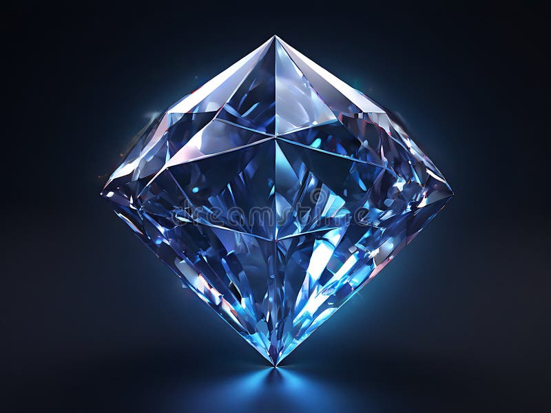 A Single Blue Diamond on a Black Background Stock Illustration ...