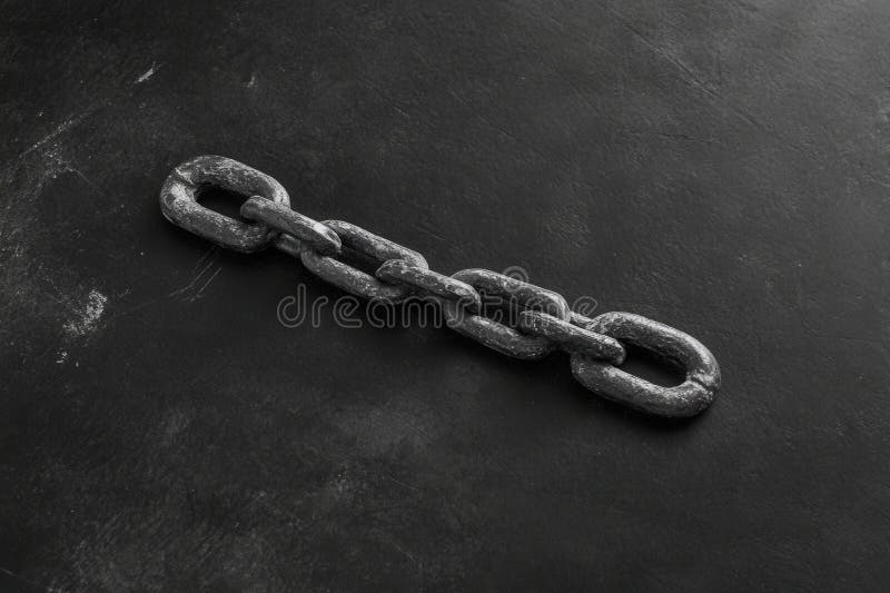 A Close-up of a Single Broken Chain Link on a Smooth Black Surface ...