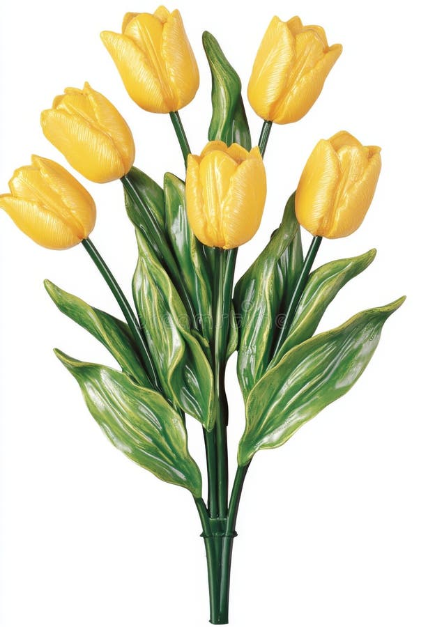 A Solitary Cluster of Yellow Tulips Framing the Corner Stock Photo ...