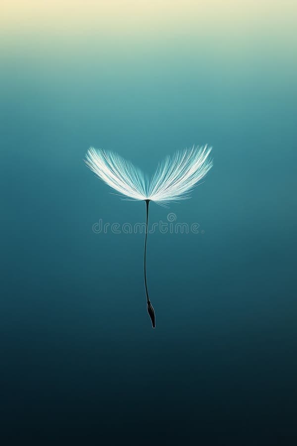 Solitary Dandelion Seed Delicate, Wispy Structure Against Tranquil Blue ...