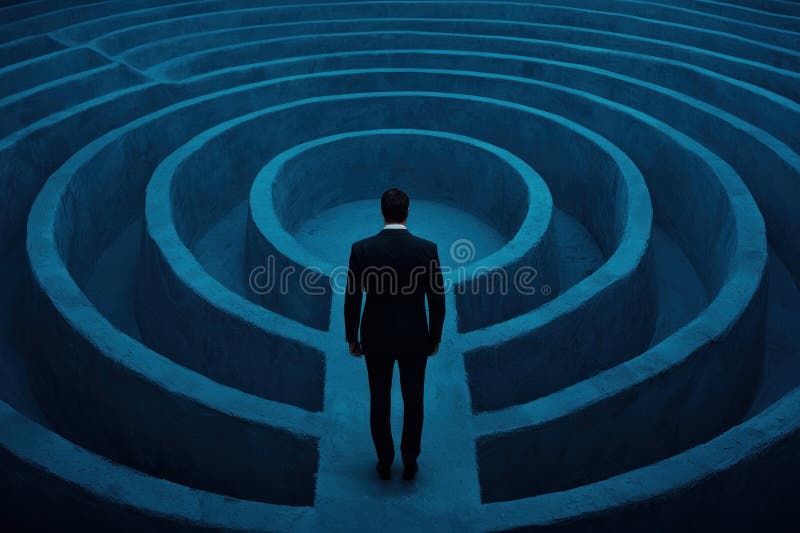 A Solitary Figure Navigating a Complex Maze Symbolizing Lifes ...