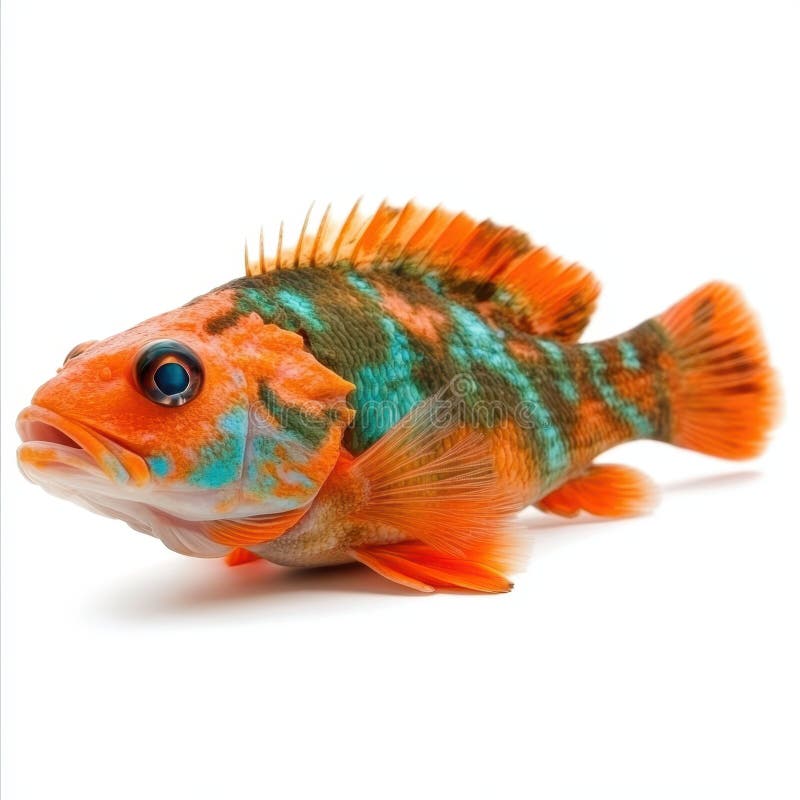 A Solitary Fish Rests Gracefully on a Clean White Surface, Showcasing ...