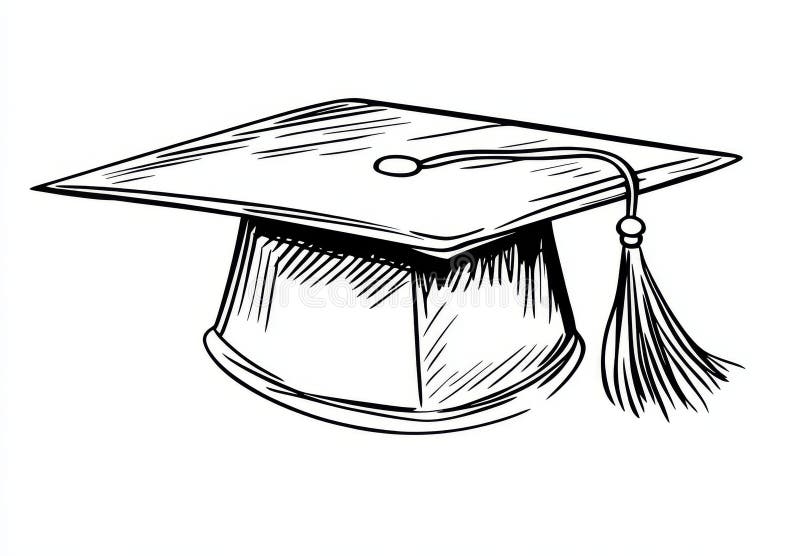 A Solitary Graduation Cap Drawn with a Single Line Stock Illustration ...