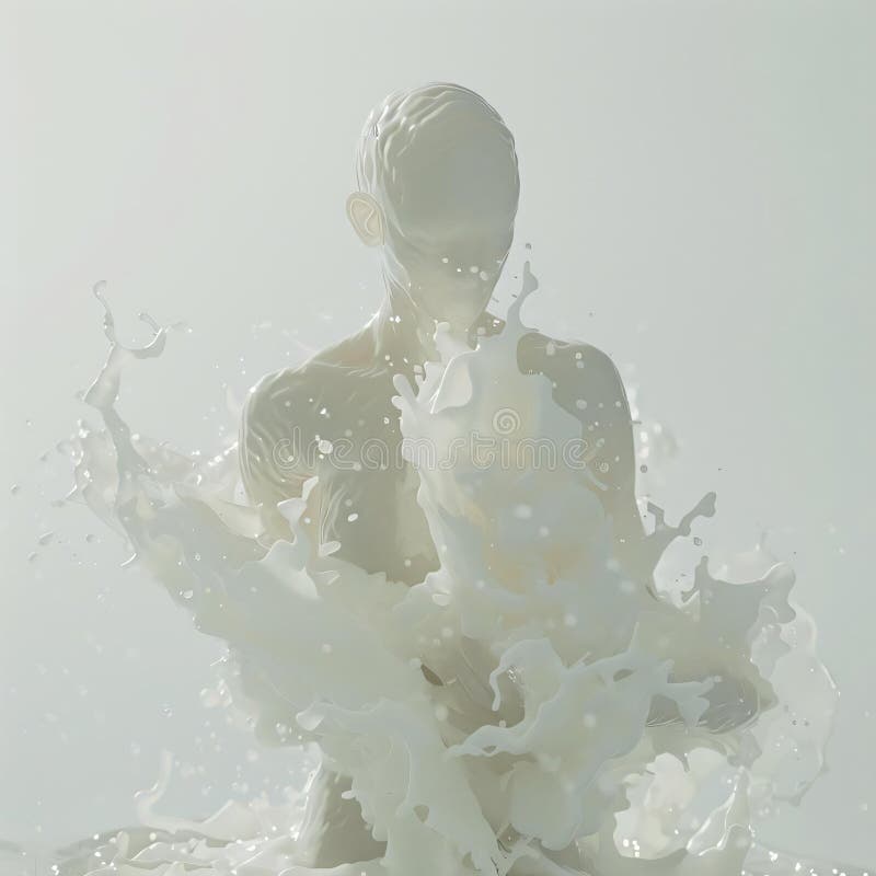 Solitary Humanoid Figure Stands Sea Flowing White Water Its Chest Open ...