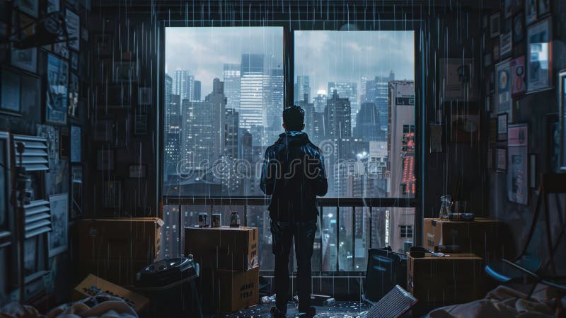 A Solitary Immigrant Walks through an Empty Street at Dusk, Feeling ...