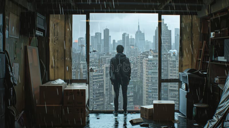 A Solitary Immigrant Walks through an Empty Street at Dusk, Feeling ...