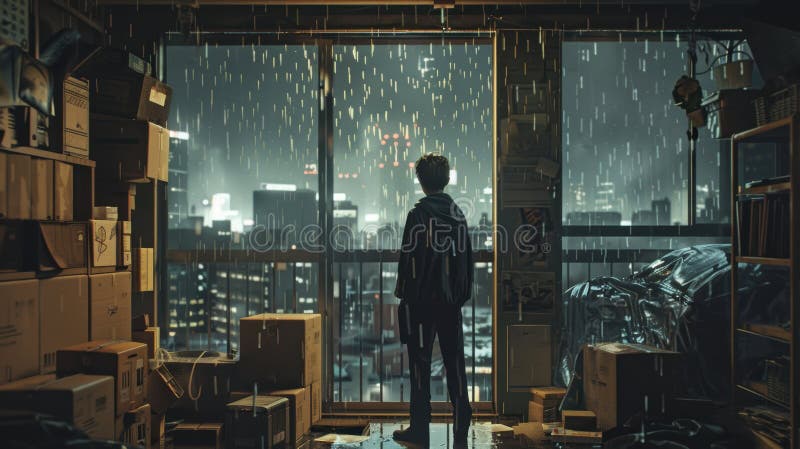 A Solitary Immigrant Walks through an Empty Street at Dusk, Feeling ...