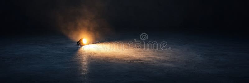 A Solitary Light Source Casts a Warm Glow in a Dark, Empty Room ...