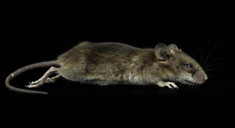 A Solitary Mouse in Sharp Focus, Set Against a Deep Black Backdrop ...