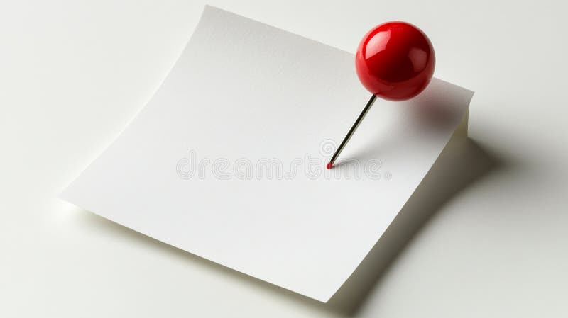 A Solitary Paper Note, Secured with a Striking Red Thumbtack Against a ...