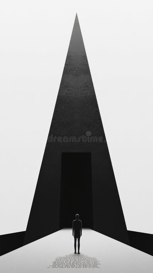 A Lone Figure Stands before a Towering Triangular Structure, Evoking ...