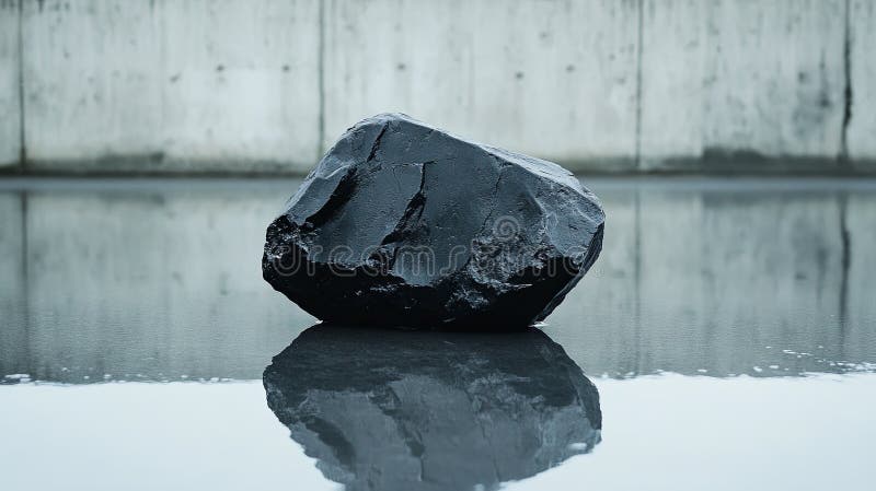 A Solitary Piece of Obsidian Reflecting Subtle Light on a Minimalist ...