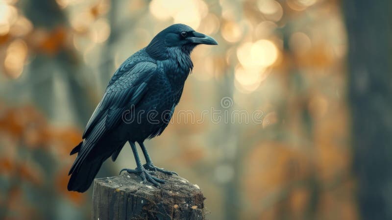 Solitary Raven Perched stock image. Image of avian, enigmatic - 305816349