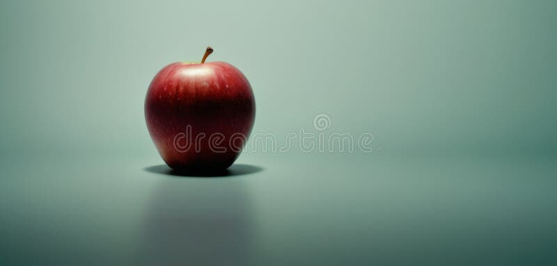 Solitary Red Apple on Aqua Background Stock Image - Image of crisp ...