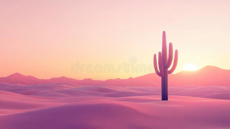 Solitary Saguaro Cactus in Pink Desert Sunset Stock Photo - Image of ...