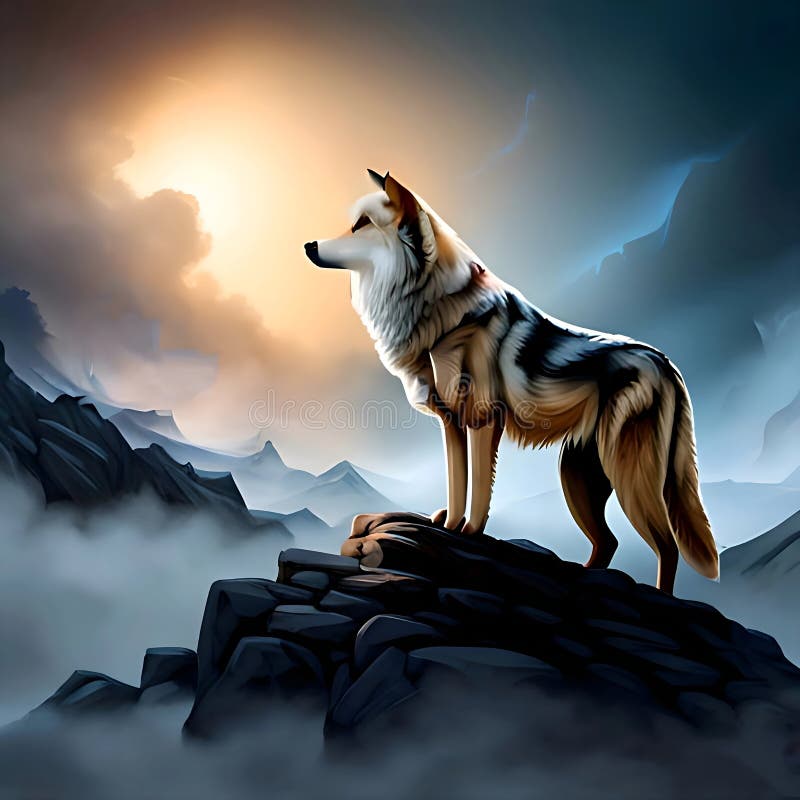 Solitary Sentinel: a Wolf& X27;s Gaze in the Twilight Mist.AI Generated ...